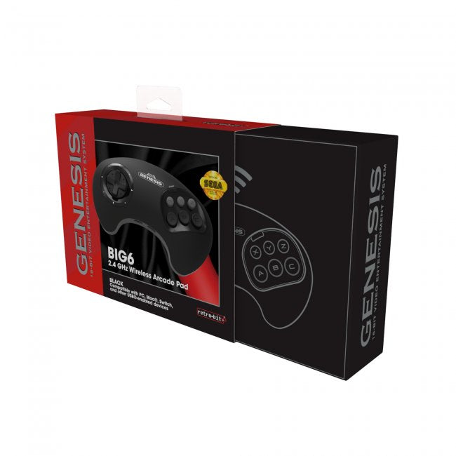 Retro-Bit Official Sega Genesis BIG6 2.4 GHz Wireless Controller 6-But ...